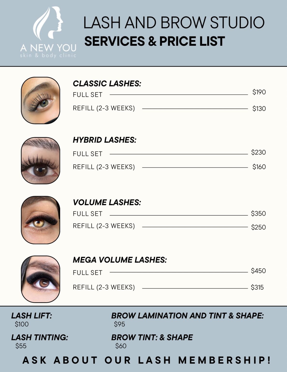 Lash and Brow Services - A New You Skin & Body Clinic